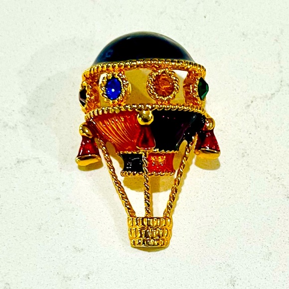 Estate | Jewelry | Vintage Enamel And Rhinestones Hot Air Balloon ...
